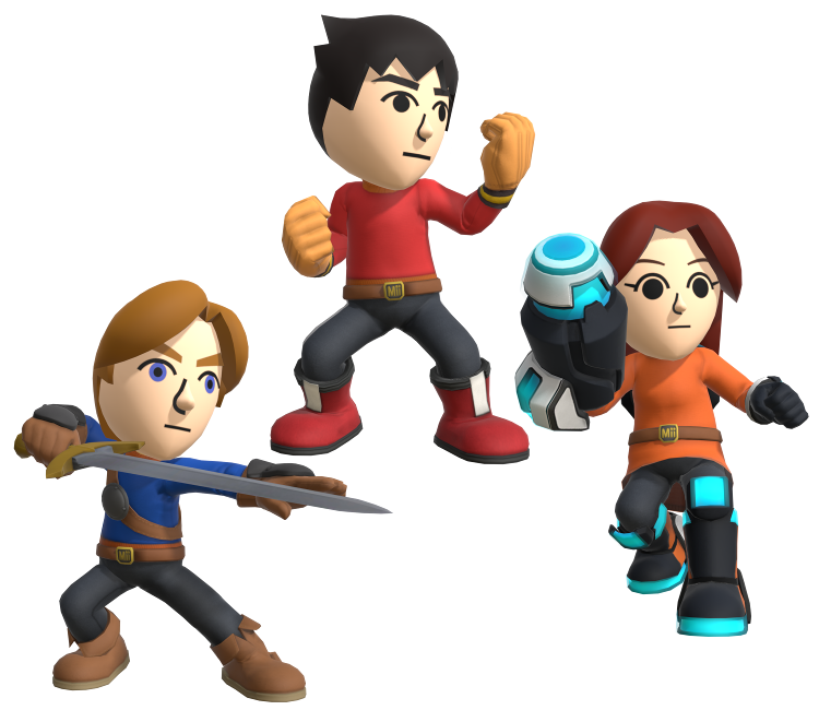 Wii U Super Smash Bros For Wii U Mii Brawler Gunner Swordfighter Trophy The Models